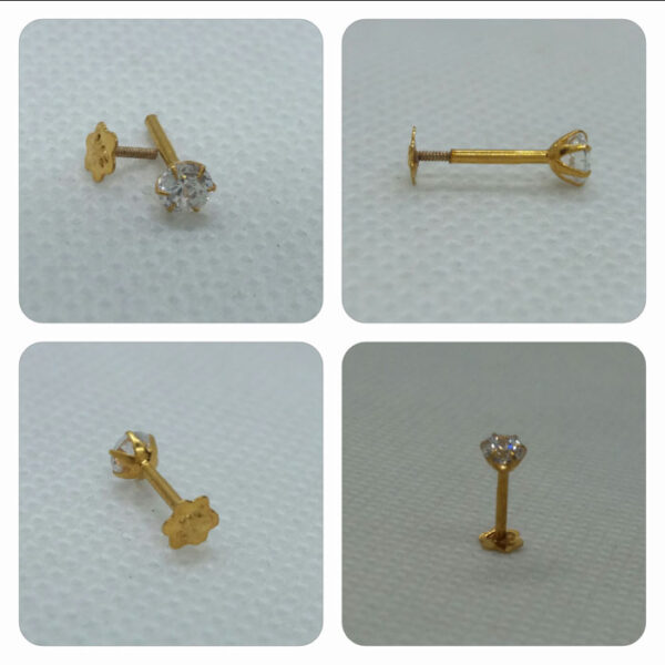Single Stone Nose Pin in White American Zircon | Pure Gold Jeweller