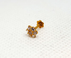 White Stone Star Bridal Nose Pin NP0126 | Pure Gold Jeweller